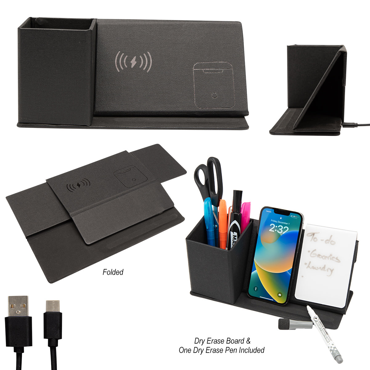 Wireless Charging Desk Organizer With Dry Erase Board – Ink'd Stores