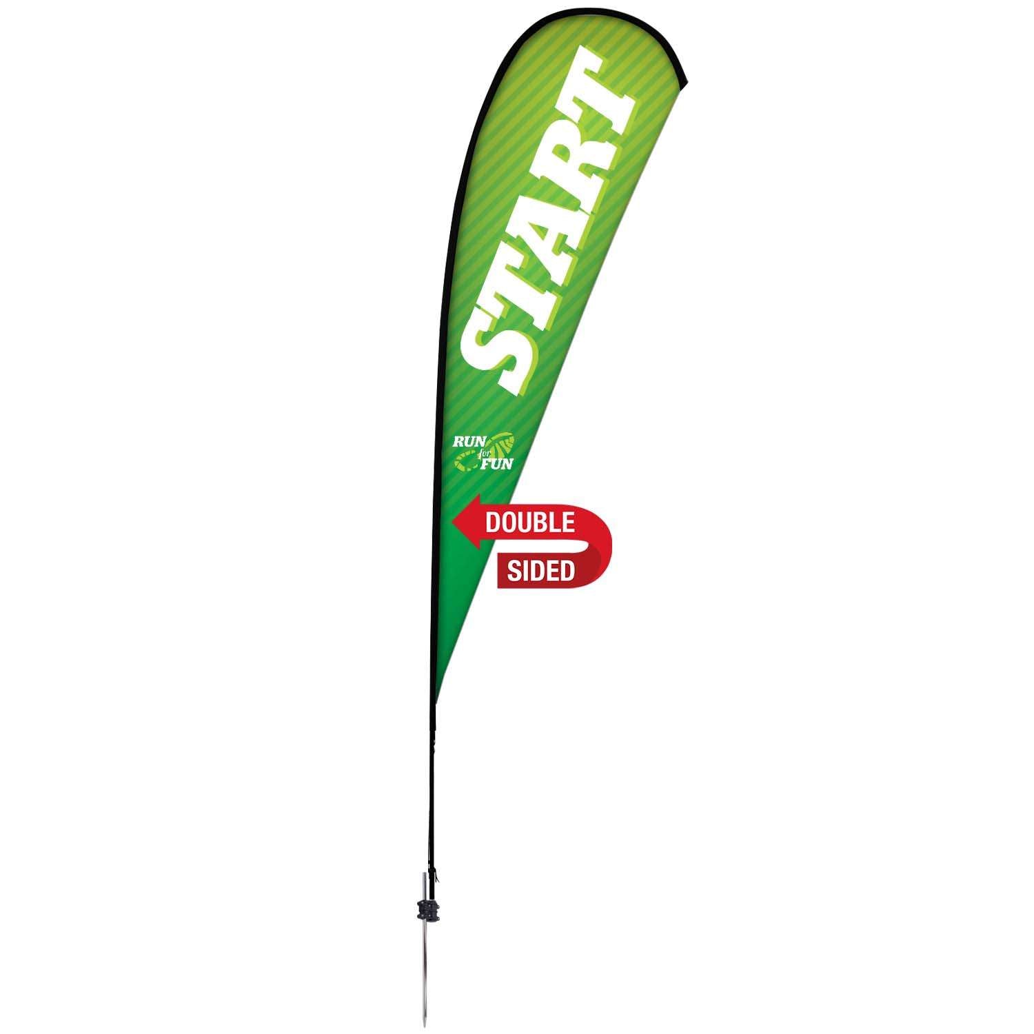 15' Premium Teardrop Sail Sign Kit (Double-Sided with Ground Spike & G ...